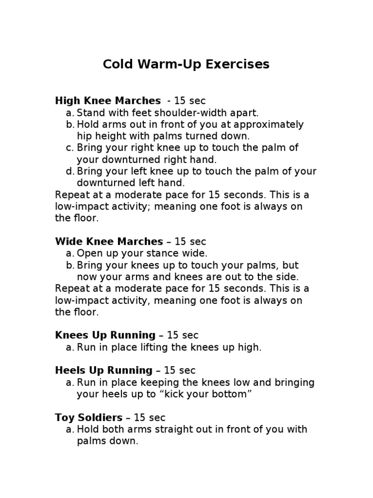 Cold Warm-Up Exercises | PDF | Foot | Anatomical Terms Of Motion