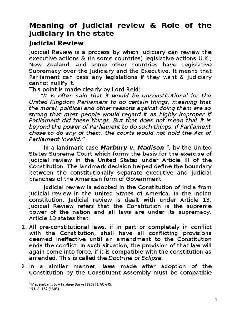 Meaning of Judicial Review | PDF | Judicial Review | Supreme Courts