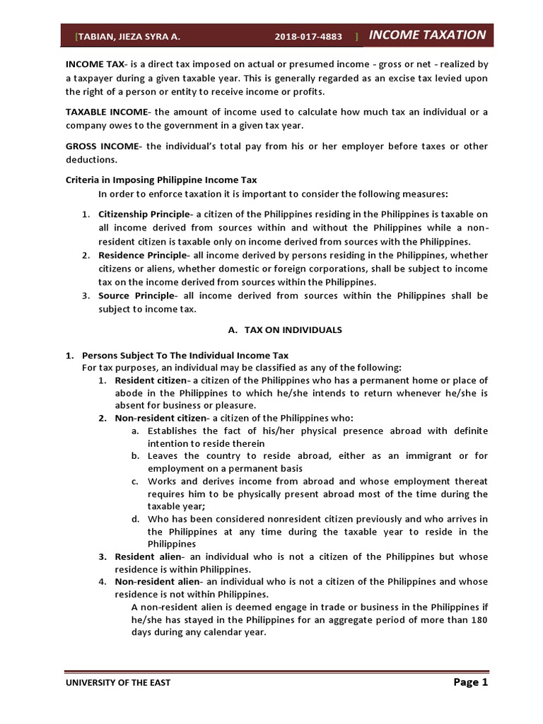 An Overview of Income Taxation in the Philippines: Principles ...