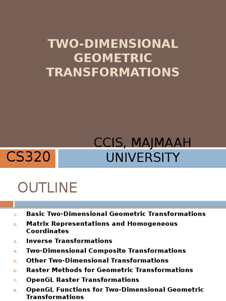 Two-Dimensional Geometric Transformations | PDF | 2 D Computer Graphics | Matrix (Mathematics)