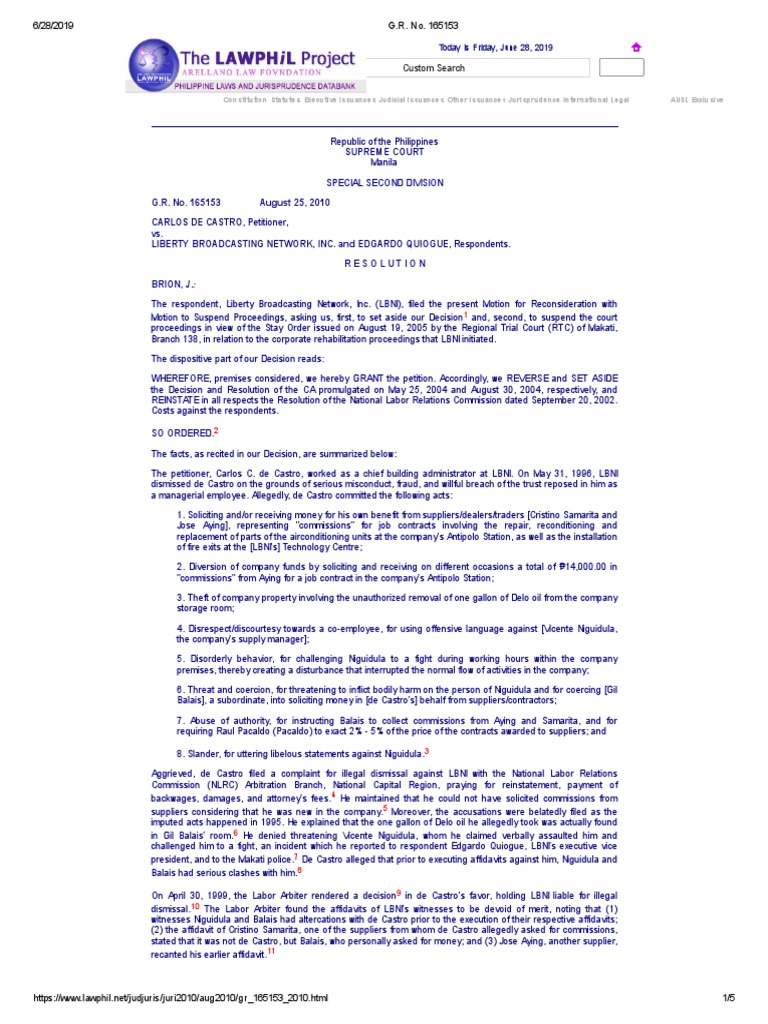 De Castro Vs Liberty Broadcasting Network Inc. | Download Free PDF ...