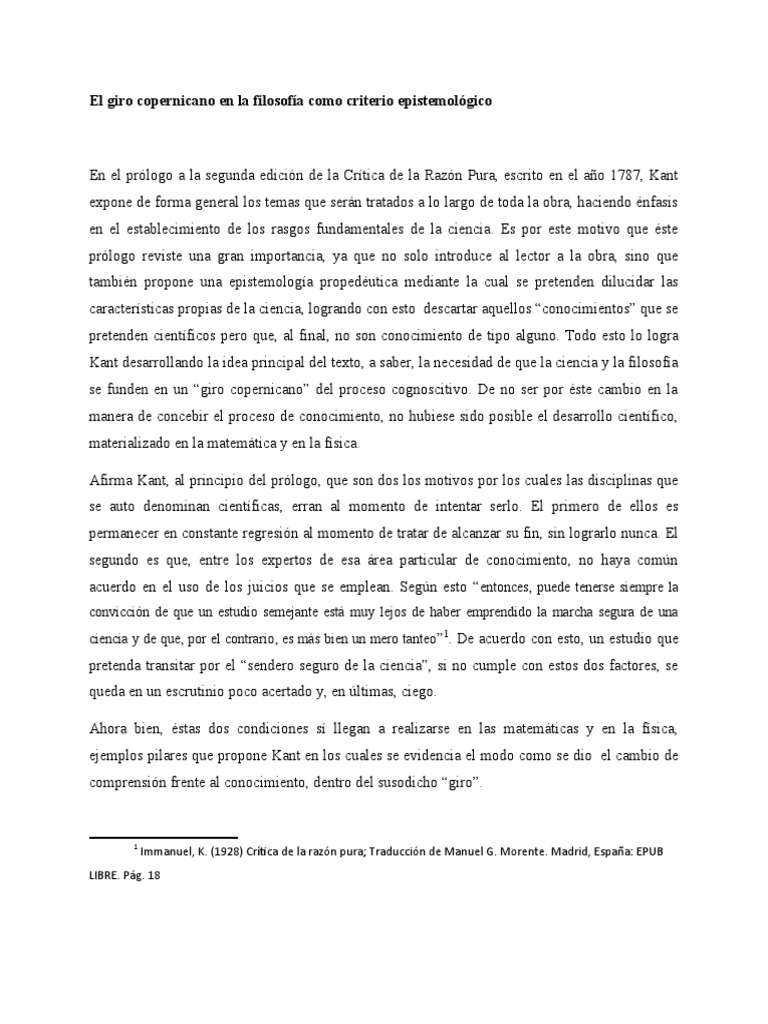 Kant - Giro Copernicano en La Filosofía | PDF | Immanuel Kant | Metafísica