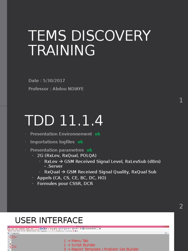 TEMS Discovery Device Training - Session 01 - Cours 1 | PDF | Areas Of ...