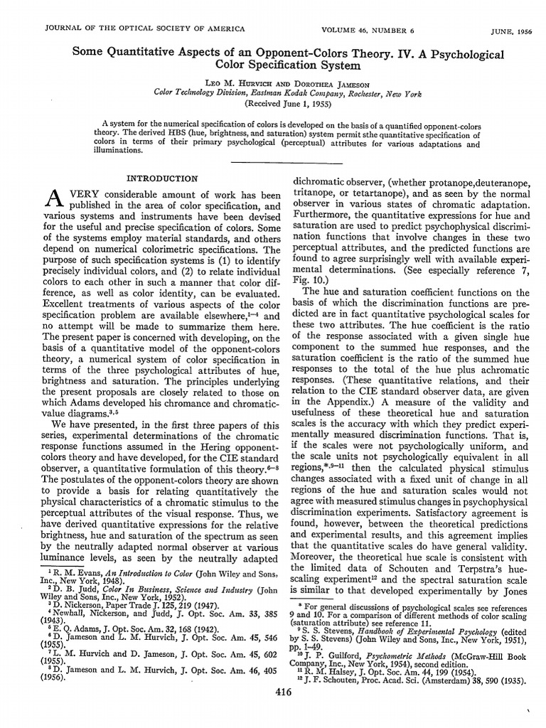 Some Quantitative Aspects of An Opponent-Colors Theory. IV. A ...