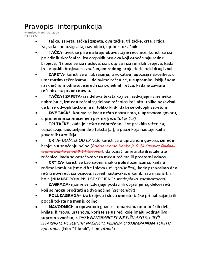 Pravopis - Interpunkcija | PDF