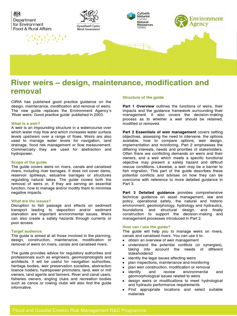 River Weirs - Design Maintenance Modification and Removal - Summary ...