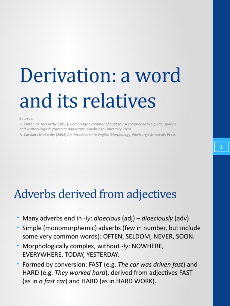 Derivation: A Word and Its Relatives | PDF | Syntactic Relationships ...
