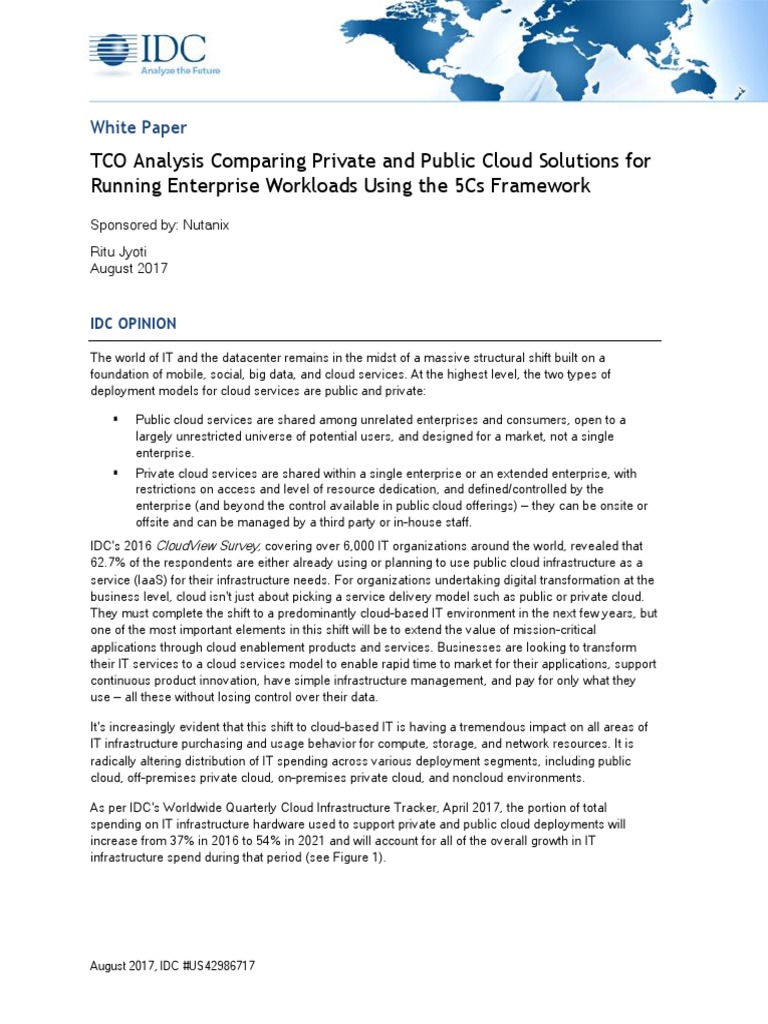 TCO Analysis Comparing Private and Public Cloud Solutions For Running ...