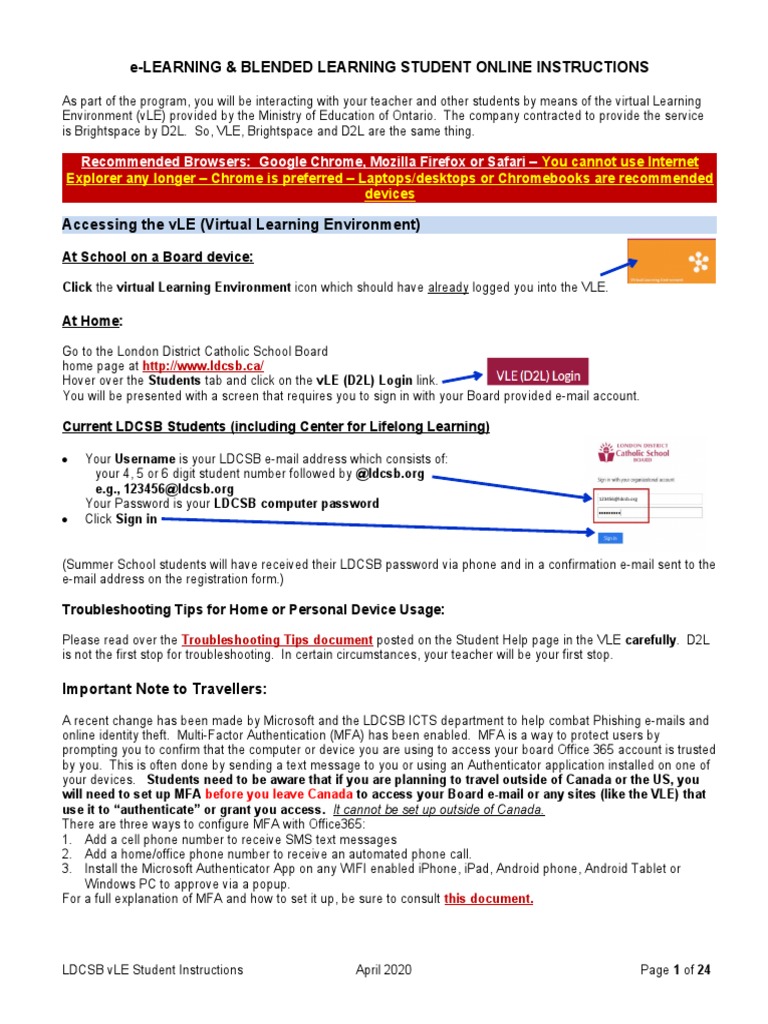 LDCSB El BL Student Instructions April 2020 | PDF | Turnitin | Office 365