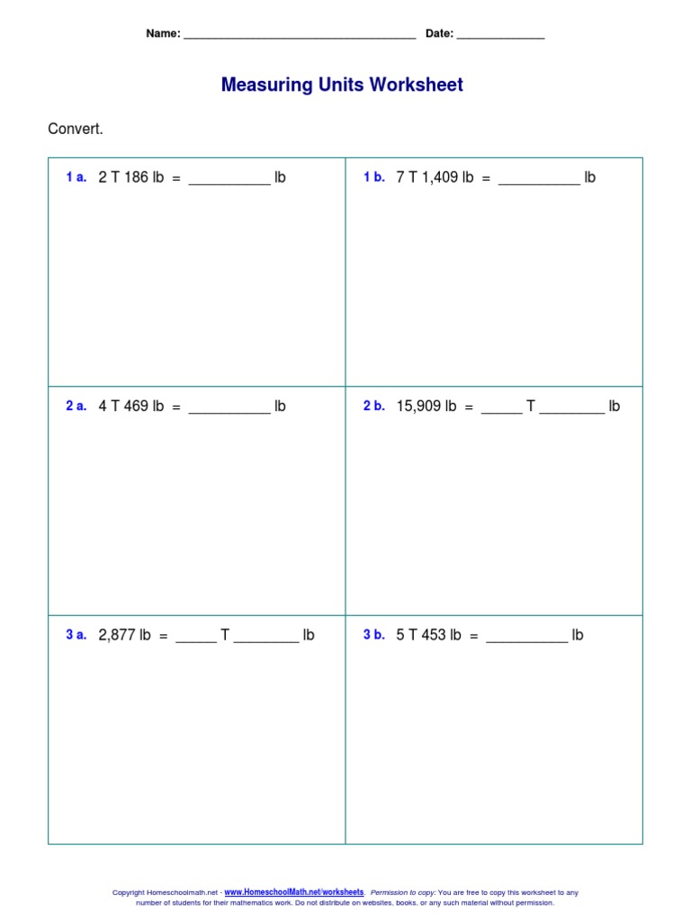 Measuring Units Worksheet: Convert | PDF