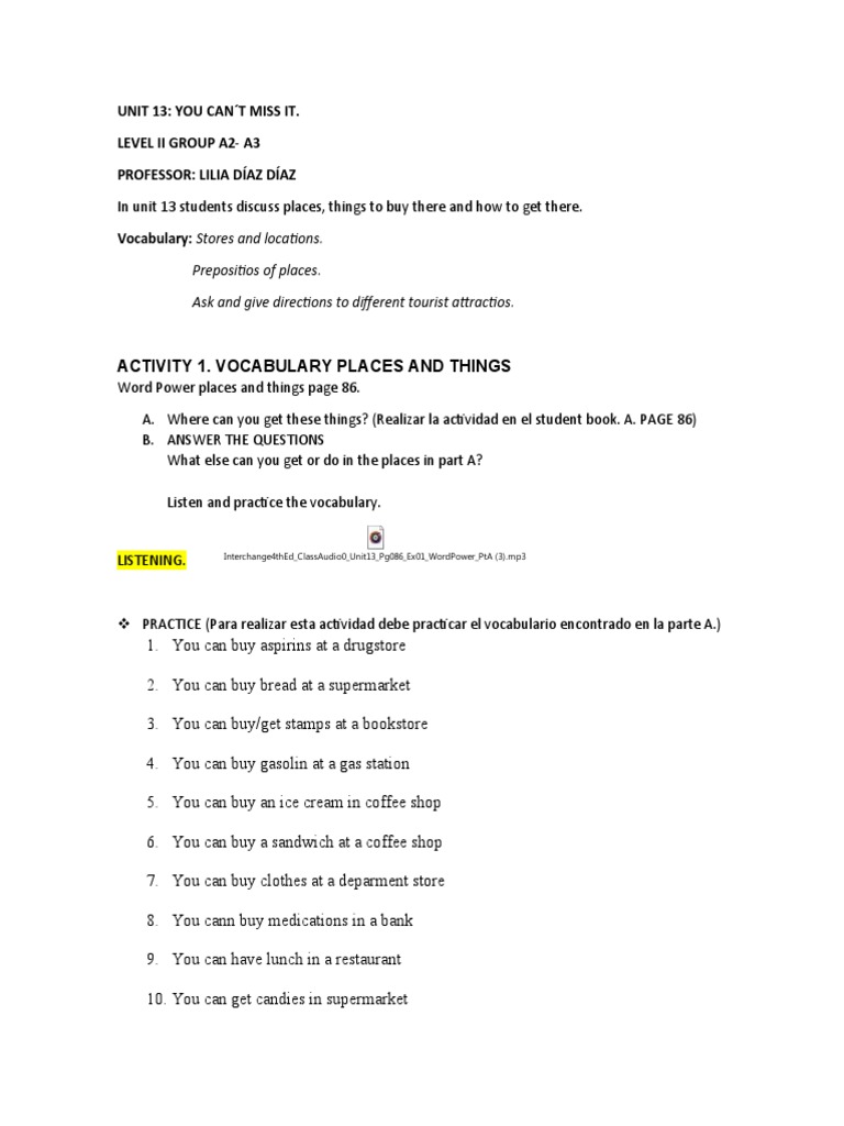 Activity 1. Unit 13 | PDF