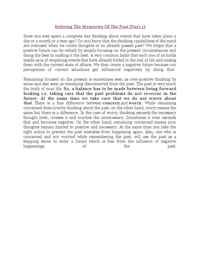 Reliving The Memories of The Past | PDF