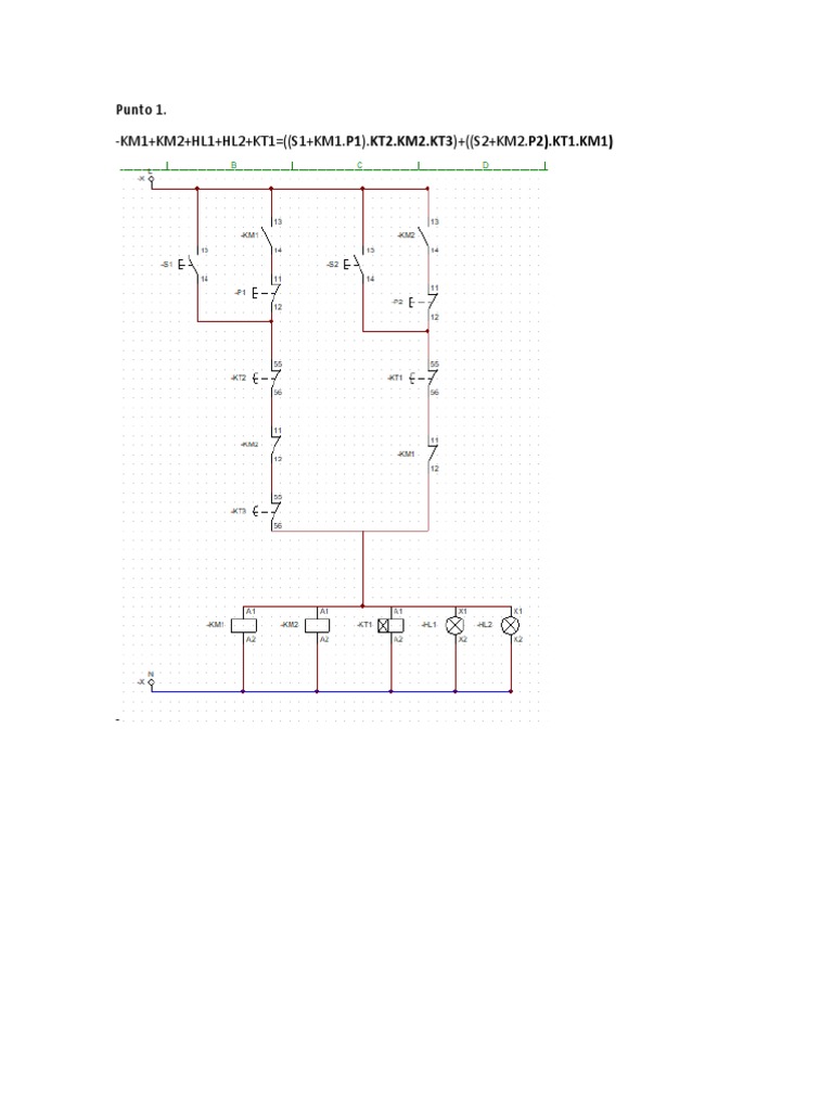 Punto 1. - KM1+KM2+HL1+HL2+KT1 ( (S1+KM1.P1) .KT2.KM2.KT3) + ( (S2+KM2.P2) .KT1.KM1) | PDF
