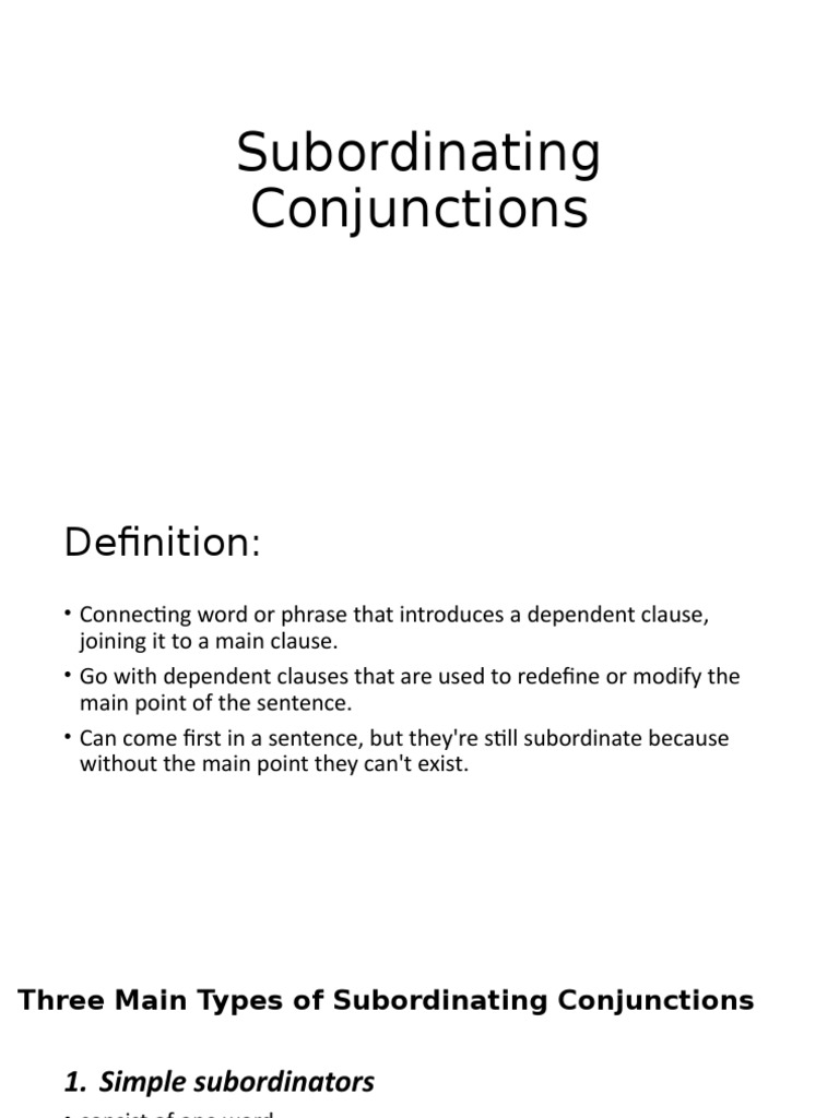 Subordinating Conjunctions | PDF | Clause | Sentence (Linguistics)