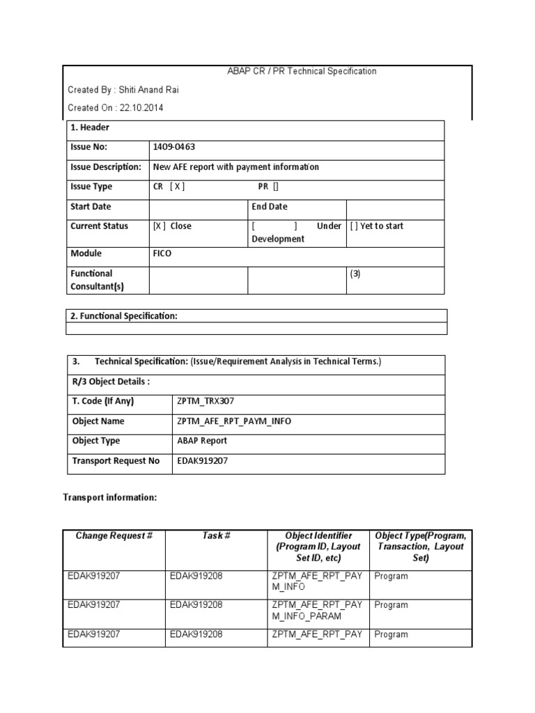 1409-0463 New AFE Report With Payment Information CR (X) PR End Date (X ...