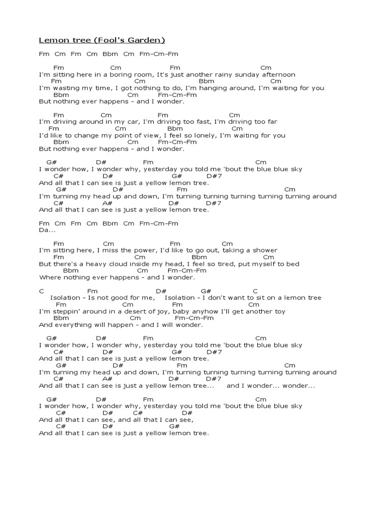Lemon tree song lyrics | PDF