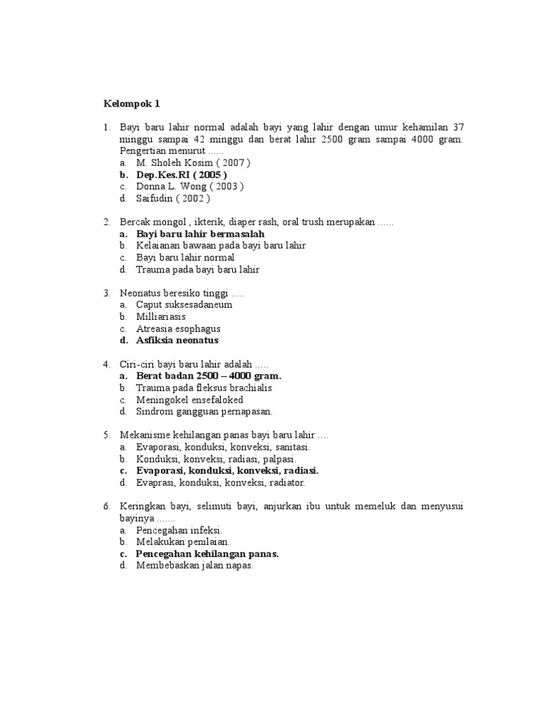 SOAL Neonatus Bu YULI | PDF