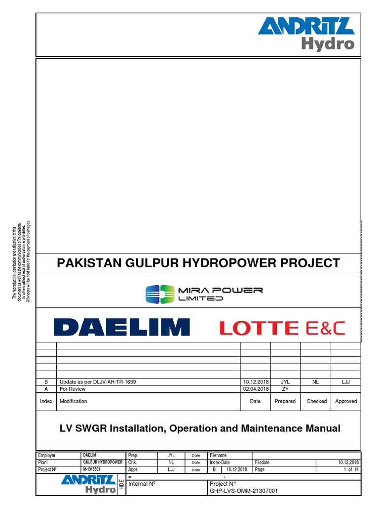 GHP-LVS-OMM-21307001 - B - LV SWGR Installation, Operation and ...
