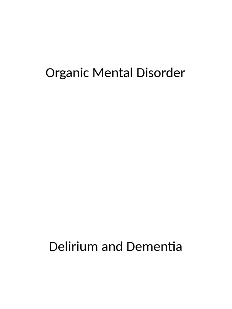 Organic Brain Disorder | PDF | Dementia | Alzheimer's Disease