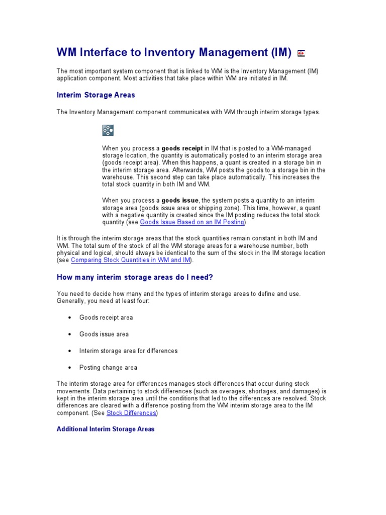 WM Interface To Inventory Management | PDF | Warehouse | Logistics