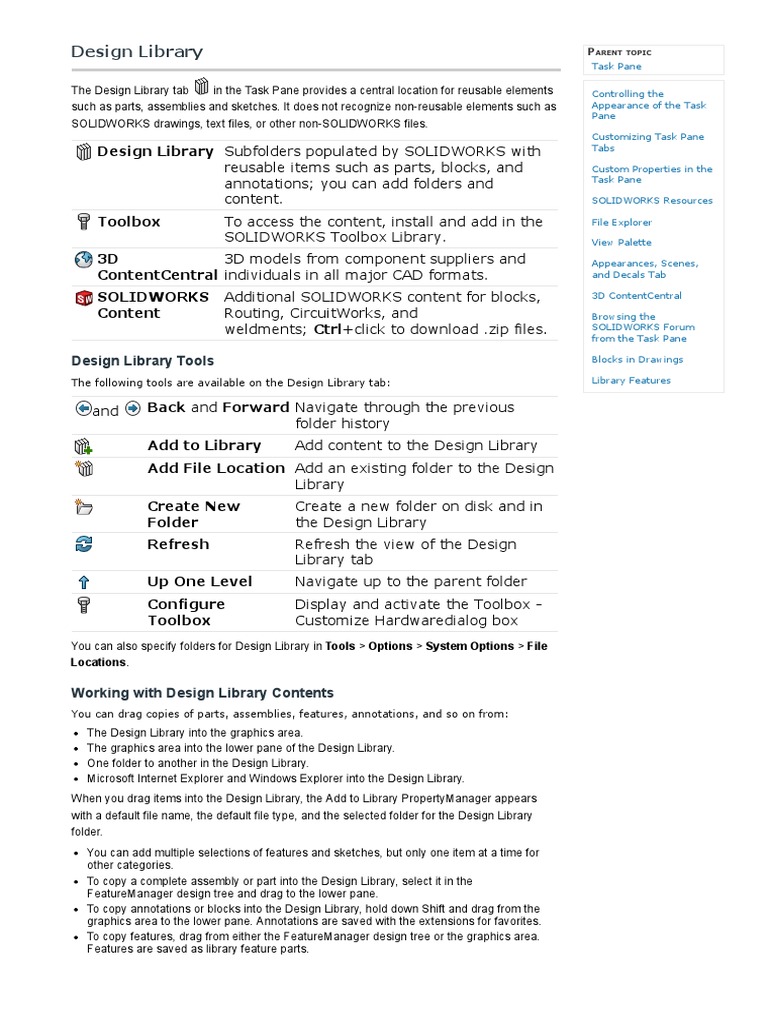 2019 SOLIDWORKS Help - Design Library | PDF | Utility Software ...