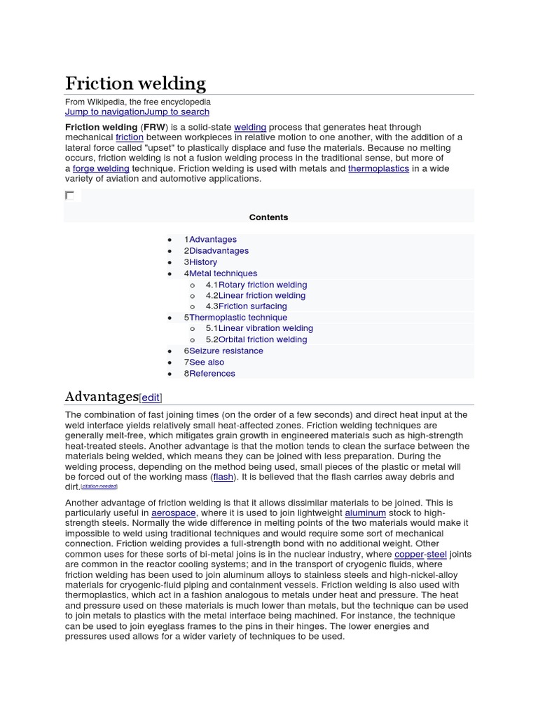 Friction Welding | PDF | Mechanical Engineering | Applied And Interdisciplinary Physics