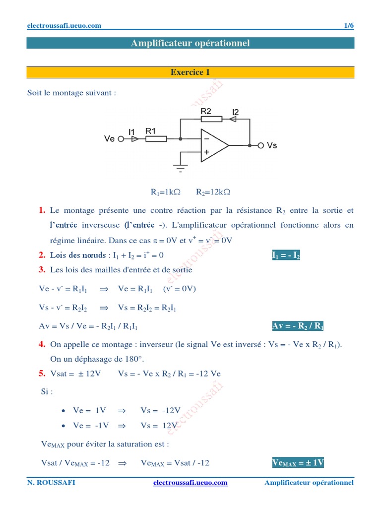 C Ampli Op1 PDF | PDF | Amplificateur opérationnel | Rétroaction
