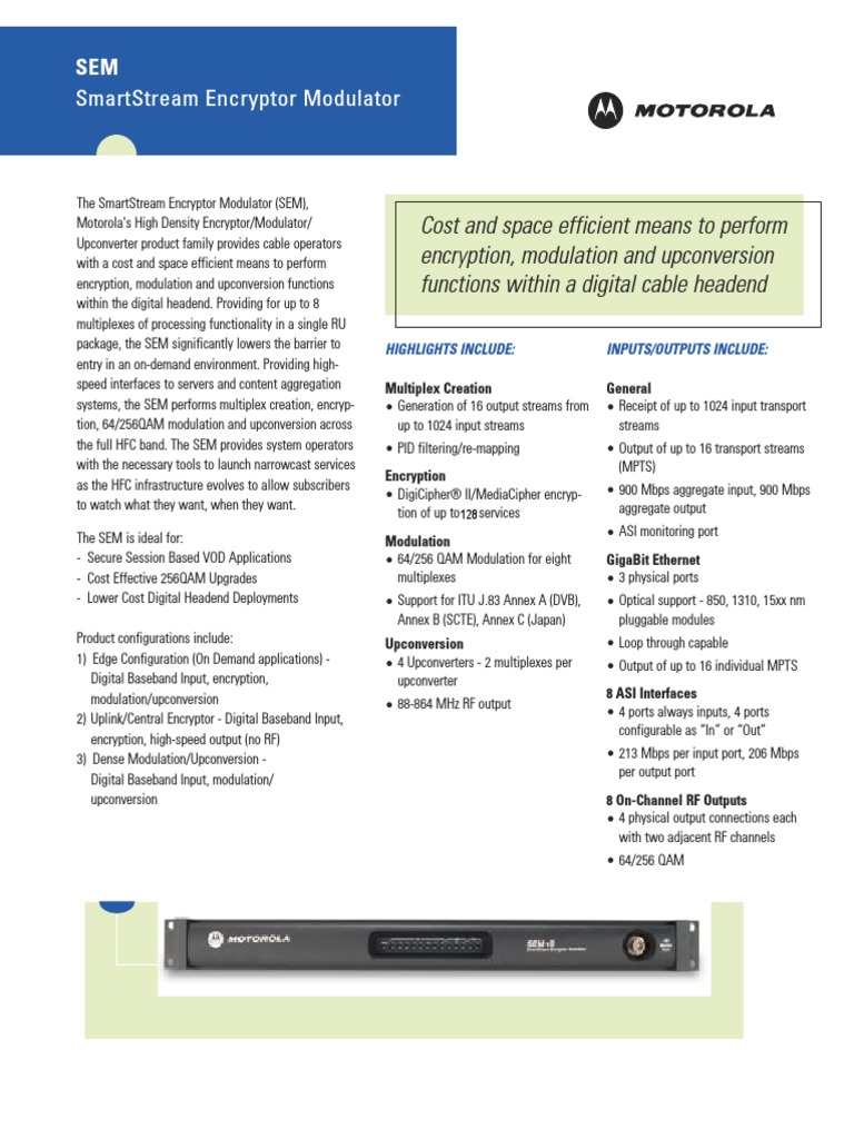 Smartstream Encryptor Modulator | PDF | Video On Demand | Multiplexing