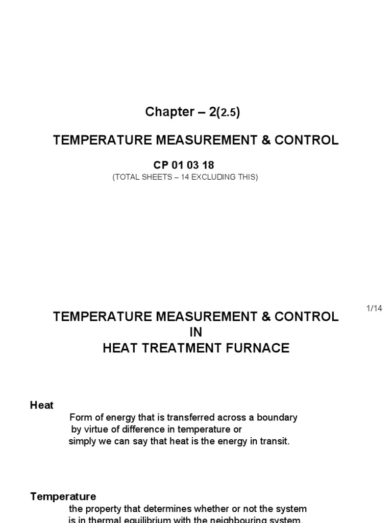 Chapter 2.5 Temperature Measurement & Control | PDF | Thermometer ...