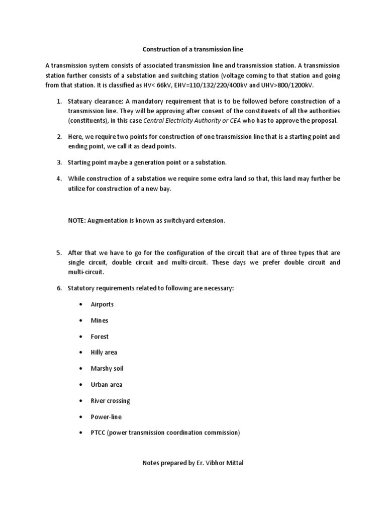 Construction of A Transmission Line | PDF | Electrical Substation ...