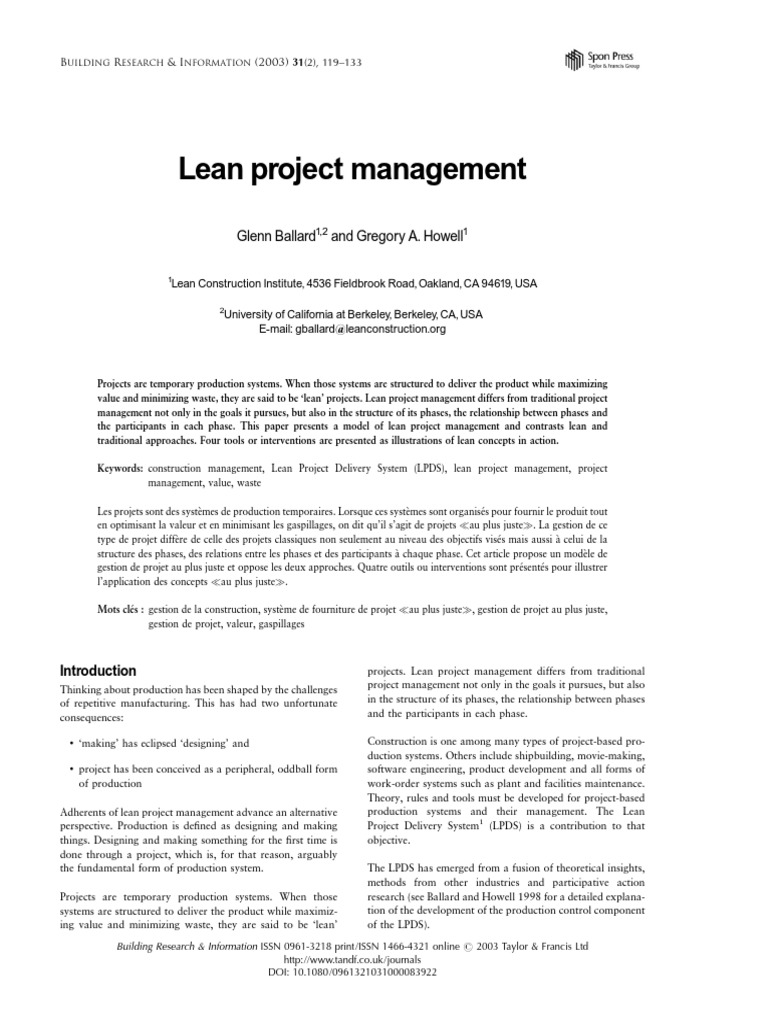 Lean Project Management | PDF | Lean Manufacturing | Project Management