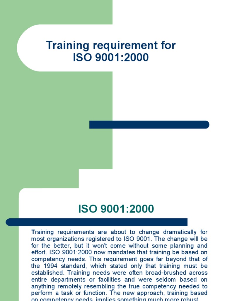 Training Requirement For ISO 9001:2000 | PDF | Competence (Human ...