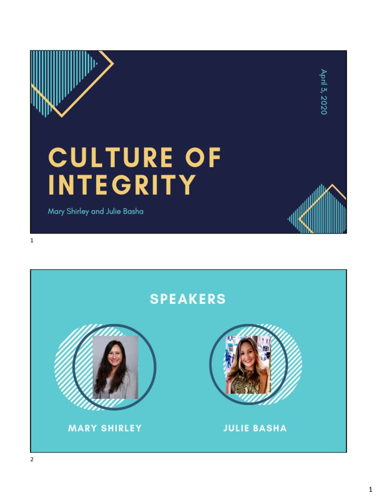 Culture of Integrity: Speakers | Download Free PDF | Regulatory ...