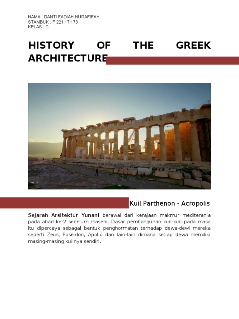 History of The Greek Architecture | PDF