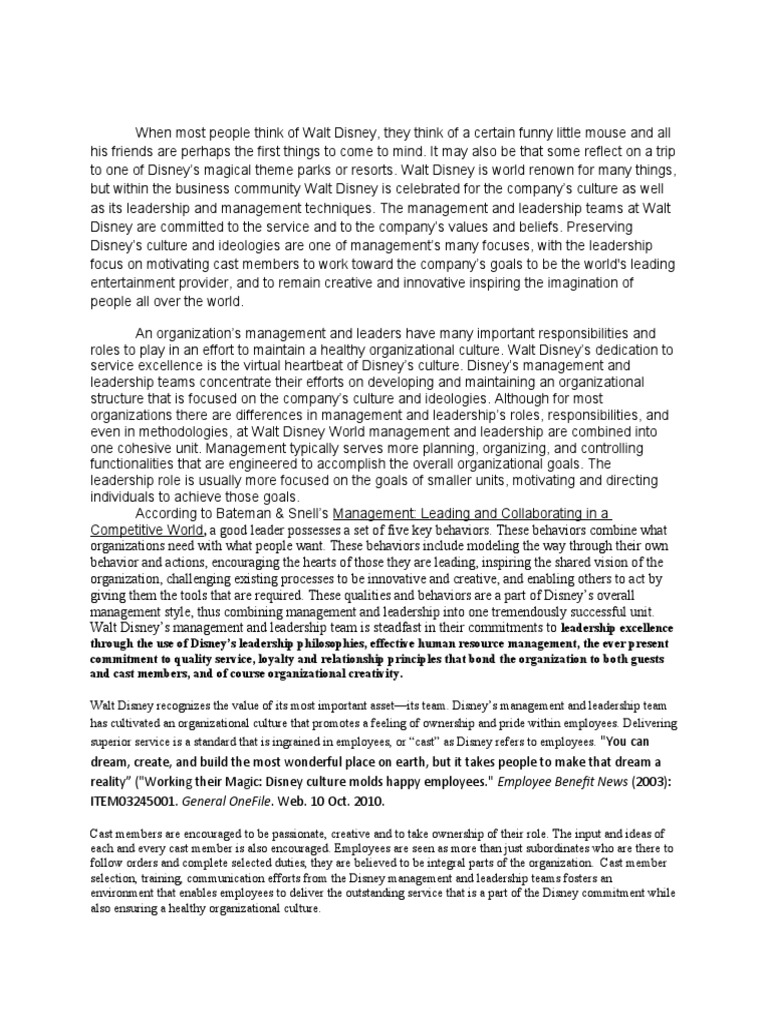 Disney Leadership | PDF | Leadership | Organizational Culture