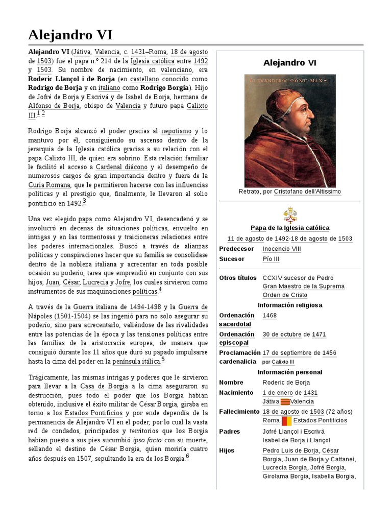 Alejandro VI PDF | PDF | Santa Sede | Iglesia Católica