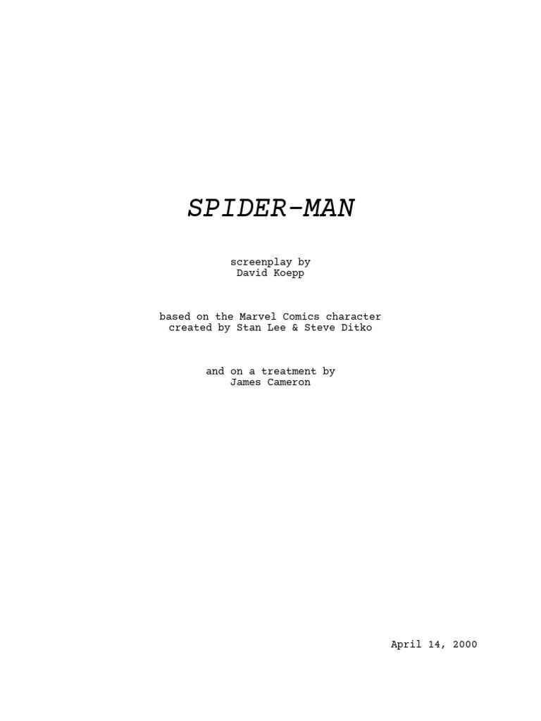 Spider-Man (2002) Early Draft by David Koepp | PDF | Spider Man | Spider