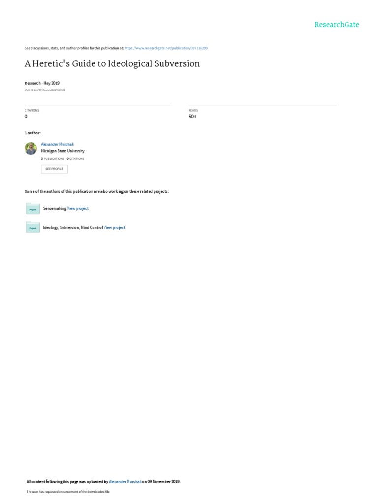 A Heretic's Guide To Ideological Subversion: Research | PDF