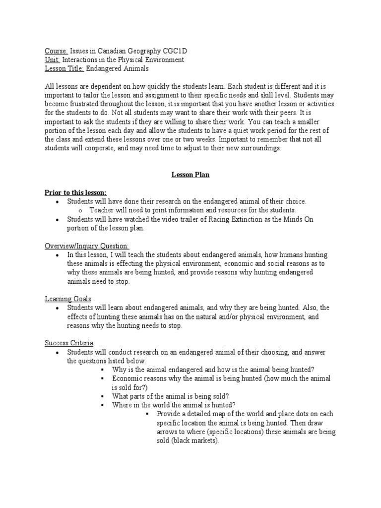 Grade 9 Geography: Endangered Animals | PDF | Endangered Species ...