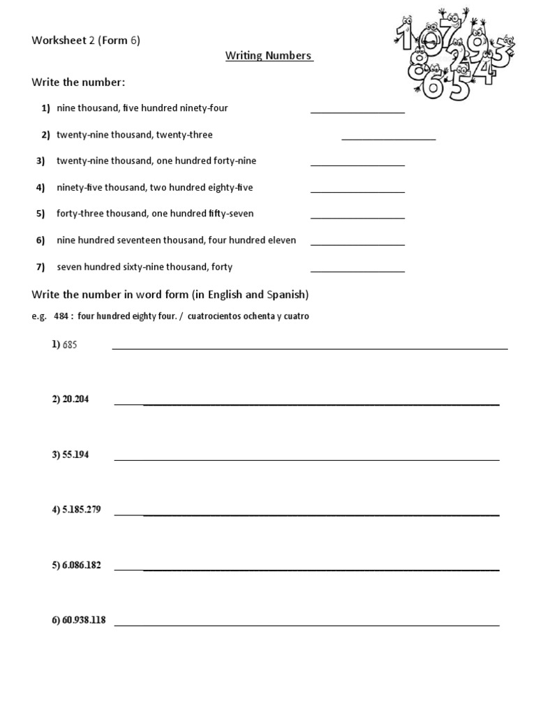 Writing Numbers in Words Worksheet | PDF