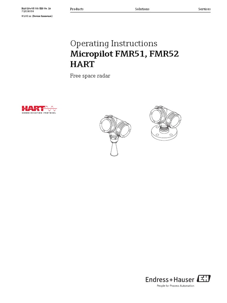 Operating Instructions Micropilot FMR51, FMR52 Hart: Free Space Radar ...