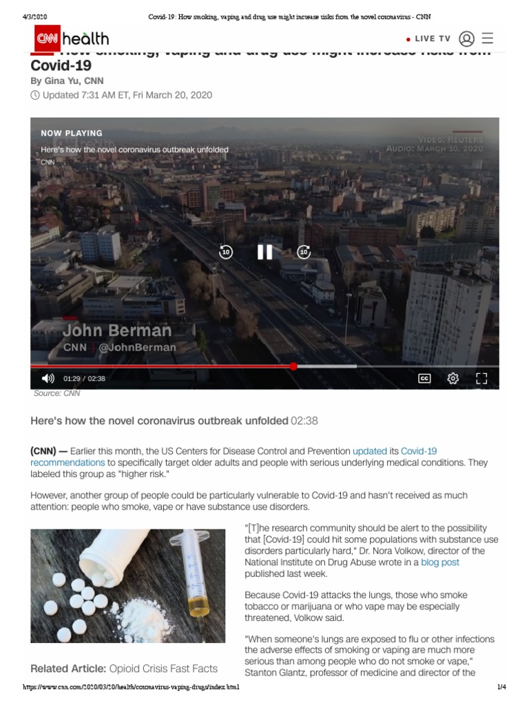 Covid-19 - How Smoking, Vaping and Drug Use Might Increase Risks From ...