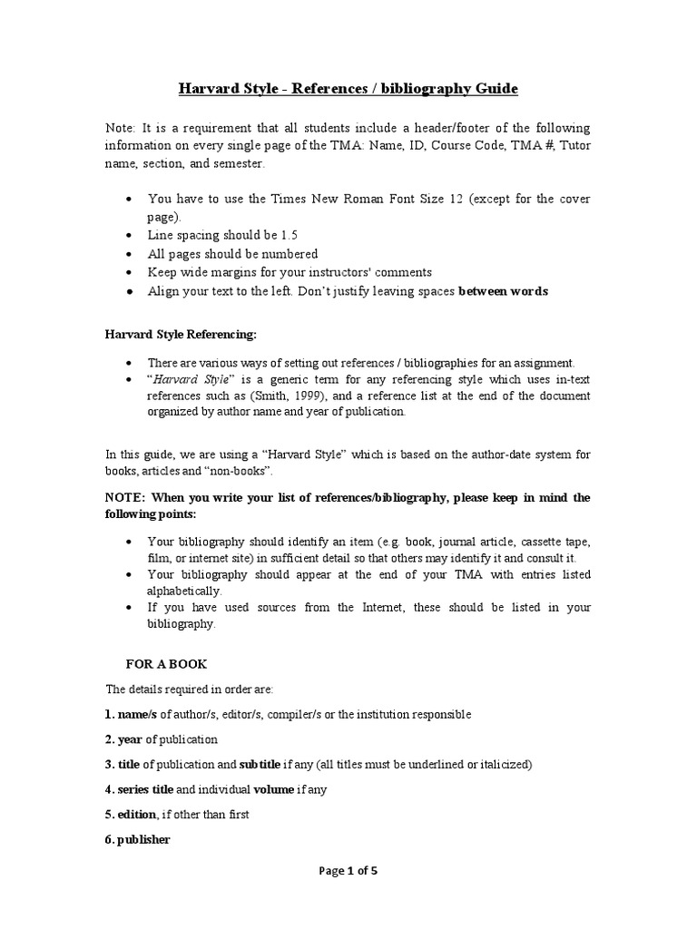 Harvard Style - References / Bibliography Guide | PDF | Books ...