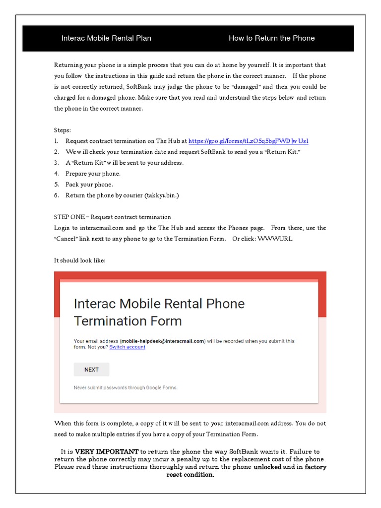 Mobile Phone Return Instructions | PDF | I Cloud | Ios