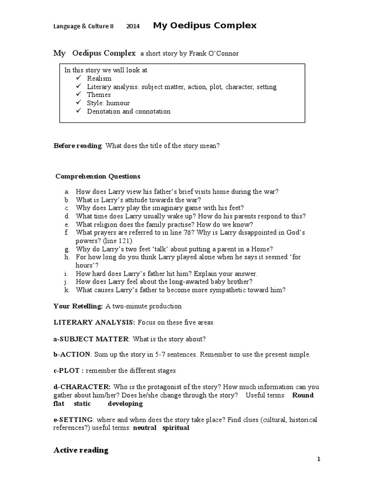 My Oedipus Complex Activities | PDF | Oedipus Complex | Psychology