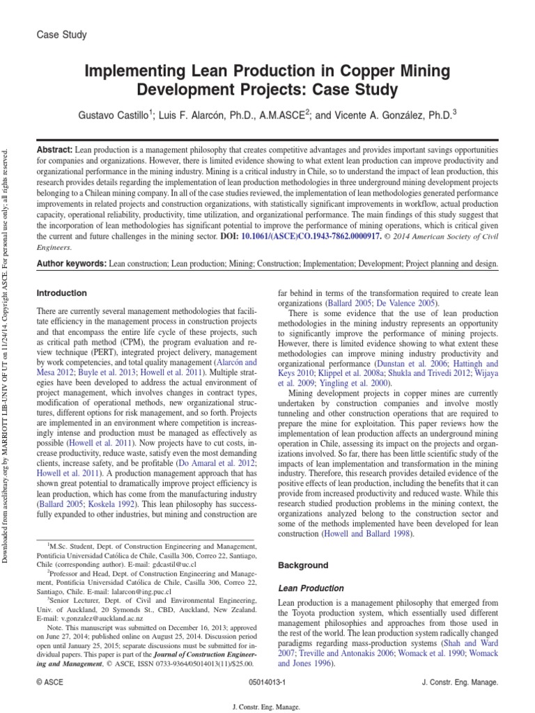 Lean Production in Copper Mining Caso Chile | PDF | Lean Manufacturing | Qualitative Research