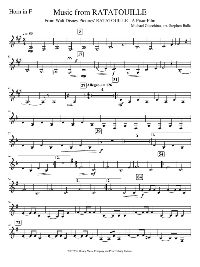 Music From RATATOUILLE-Horn in F | PDF | The Walt Disney Company ...
