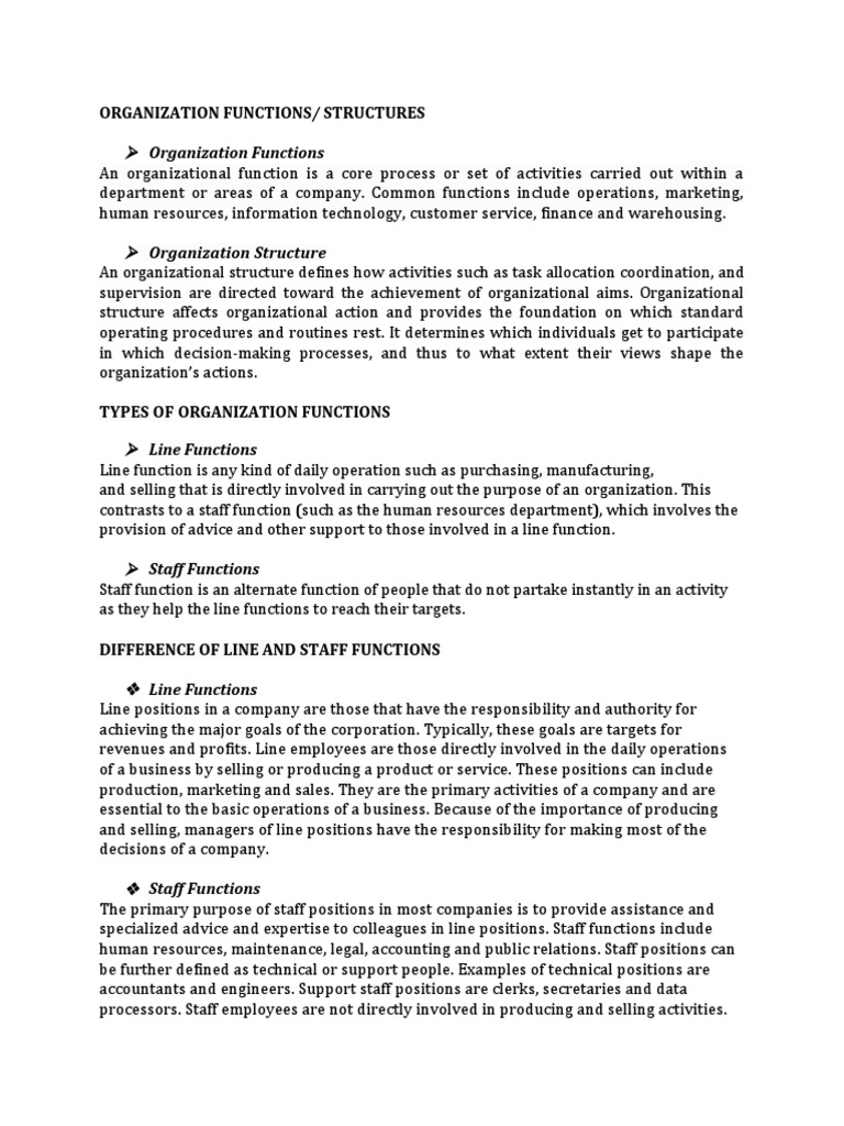 Understanding Organizational Functions, Structures, and the Differences ...