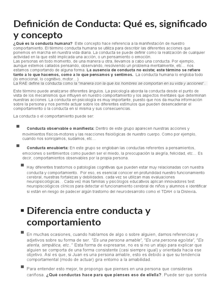 Definición de Conducta | PDF | Sistema límbico | Cerebro