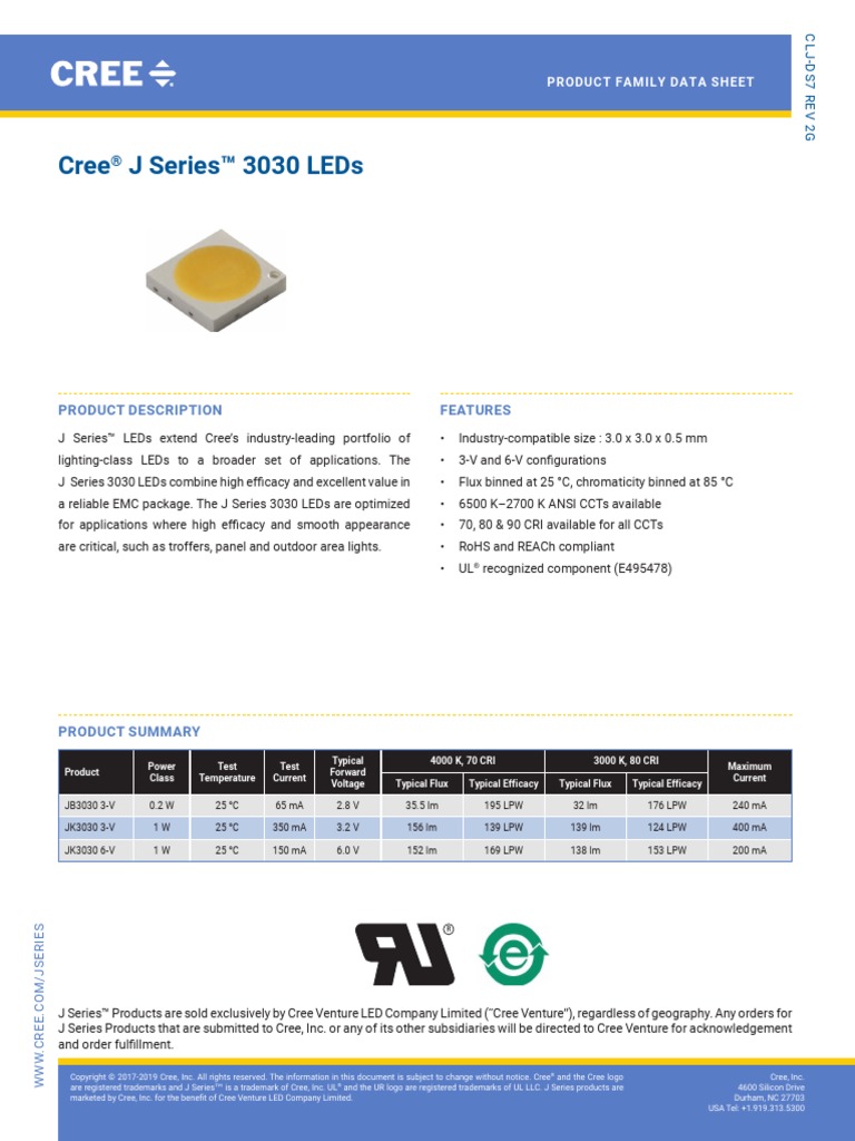 Data Sheet JSeries 3030 PDF | PDF | Light Emitting Diode | Electrical Engineering